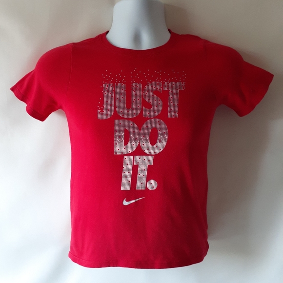 Nike | Shirts & Tops | Nike Just Do It Boys Red Shortsleeve Tshirt ...